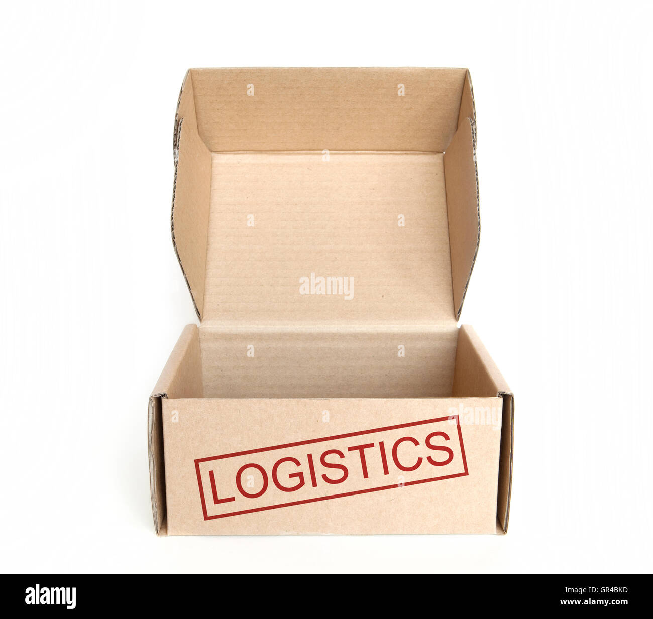 empty logistics cardboard box on white background Stock Photo - Alamy