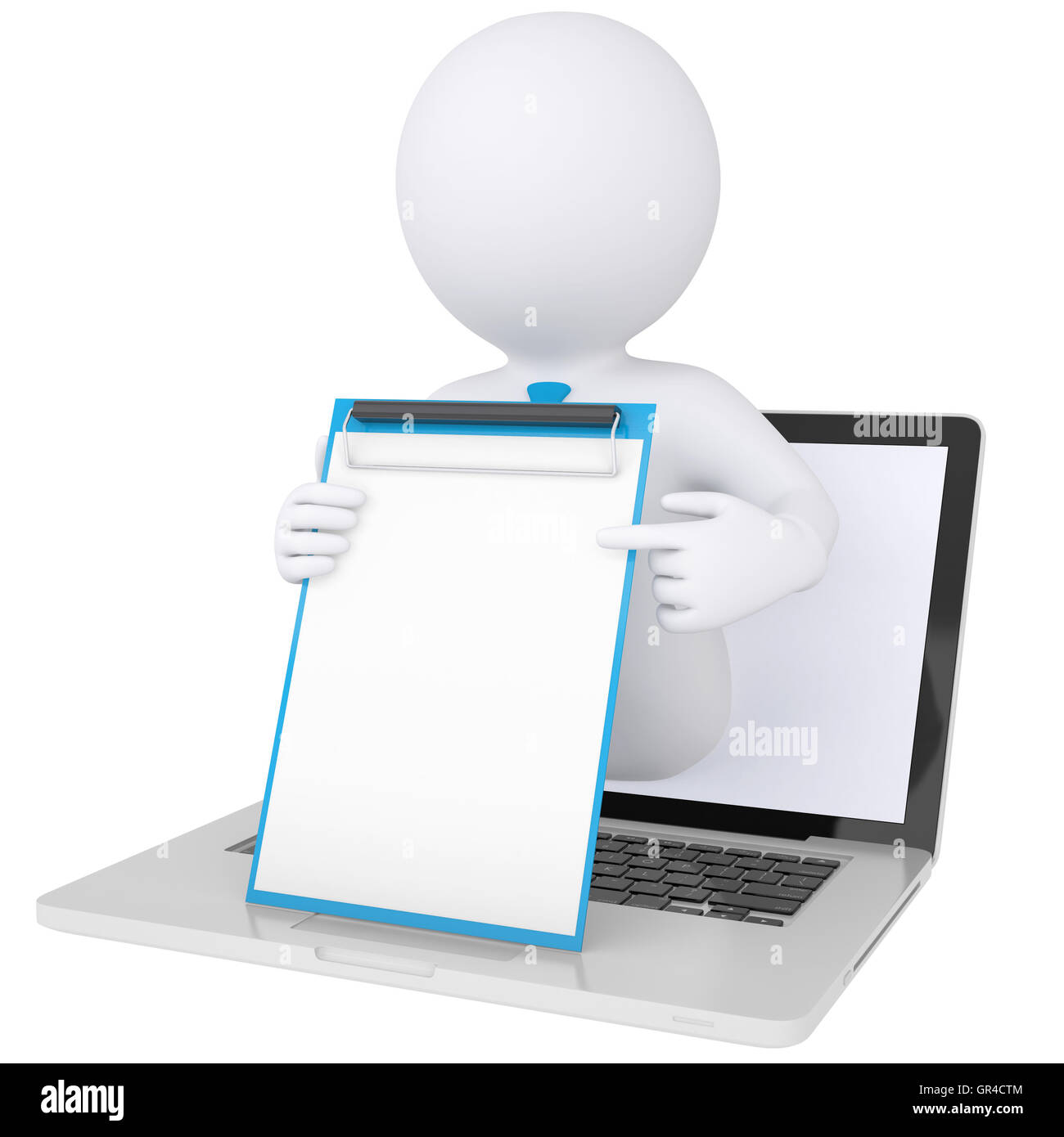 3d white man from the computer holding checklist Stock Photo - Alamy