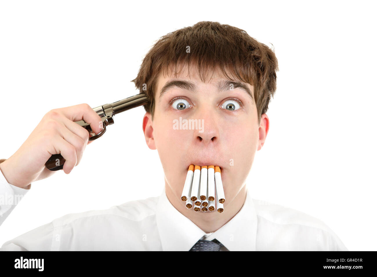 Man With Cigarettes and Gun Stock Photo - Alamy