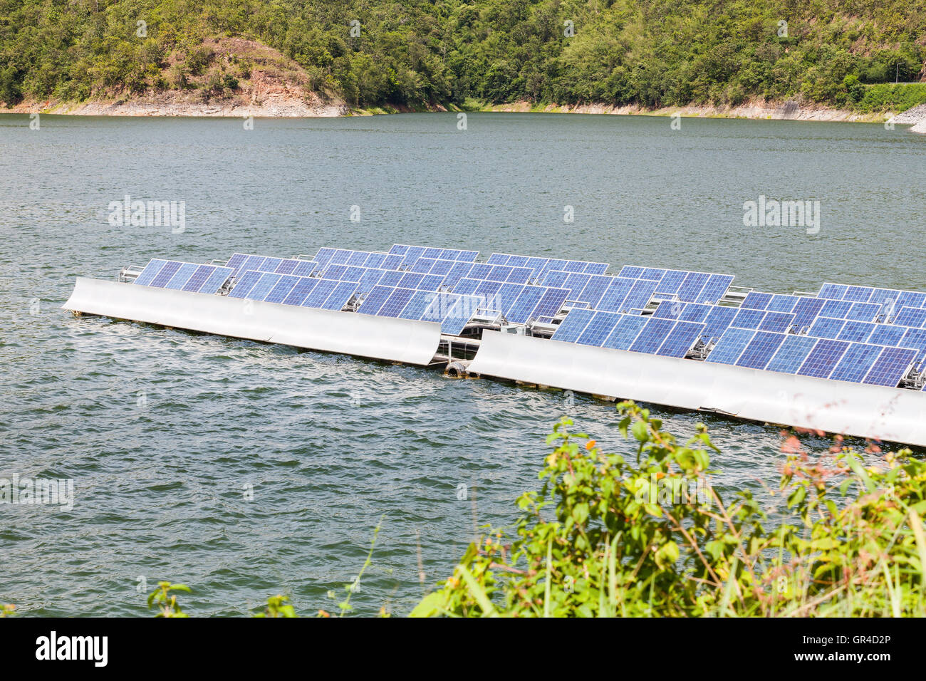 Solar panels on the water Stock Photo - Alamy