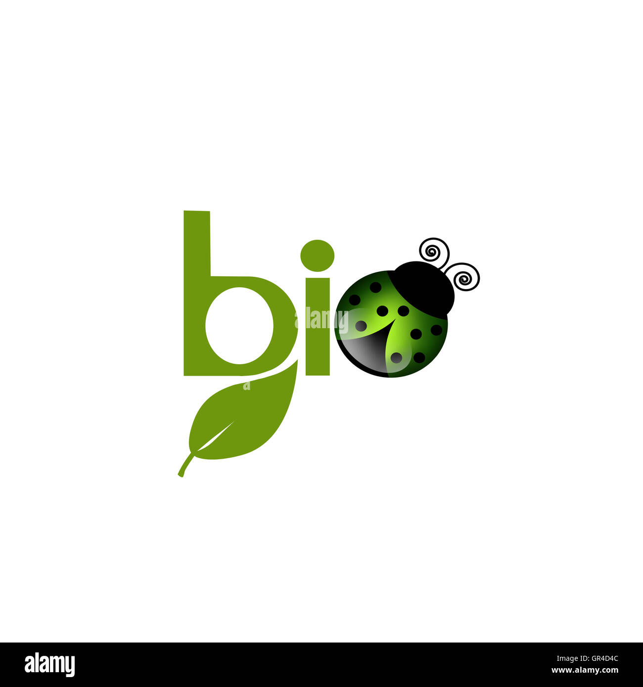 bio logo with green ladybug Stock Photo - Alamy