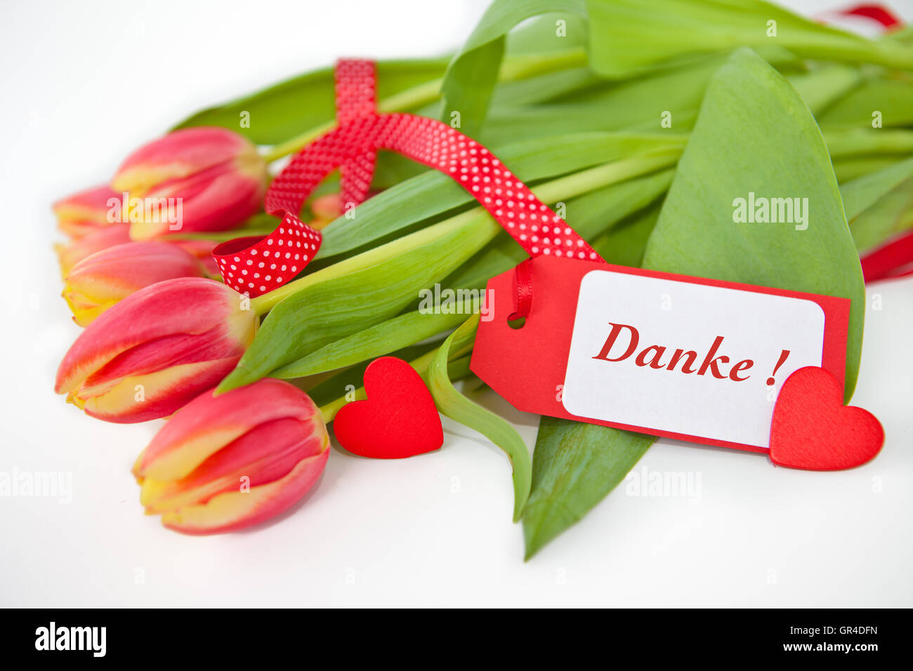 Tulips with a thank you-note Stock Photo - Alamy