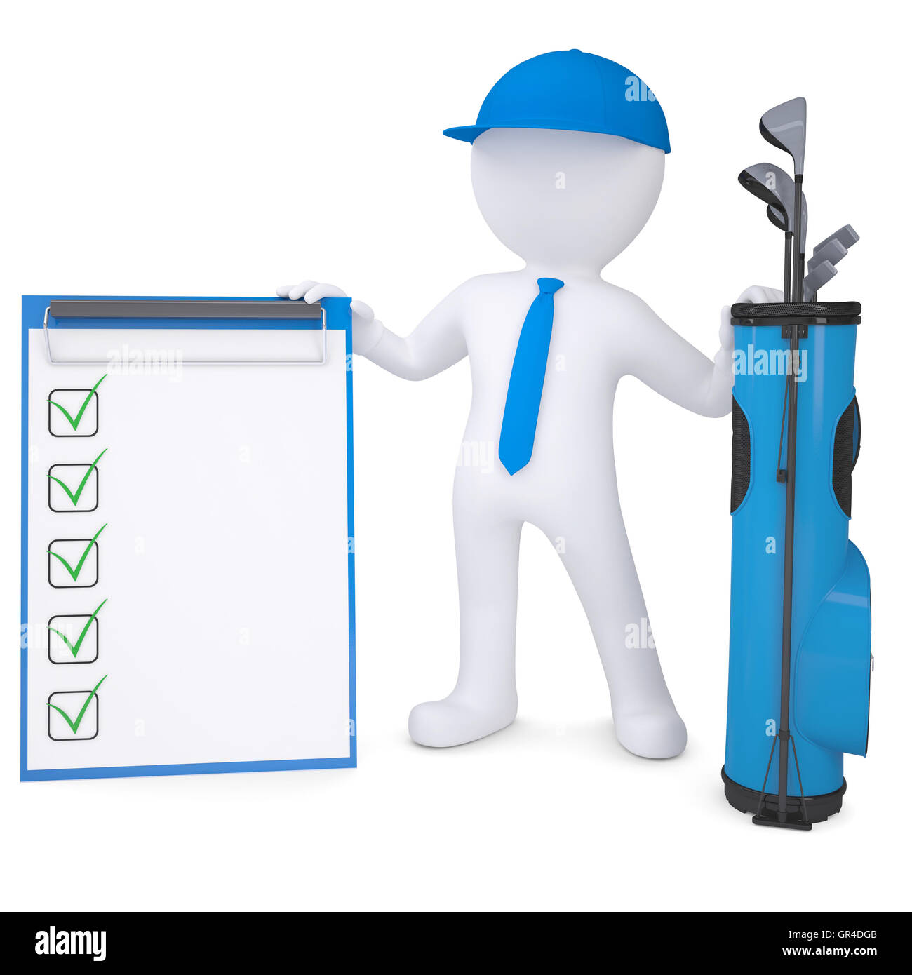 3d white man holding checklist Stock Photo - Alamy