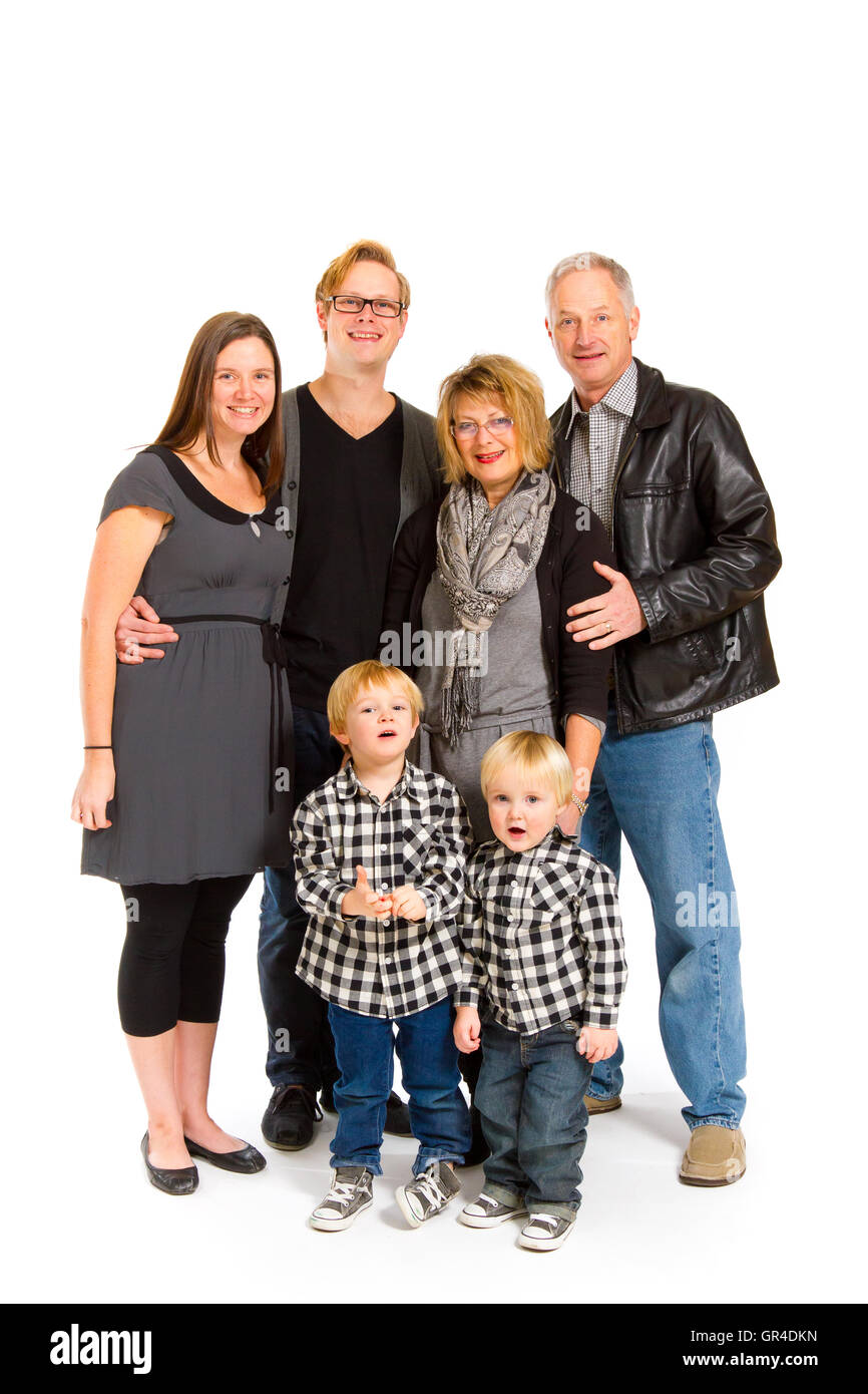 Family of Six Isolated Stock Photo - Alamy