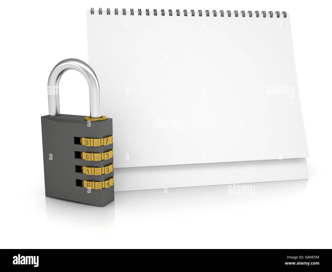 Combination lock and desk calendar Stock Photo - Alamy