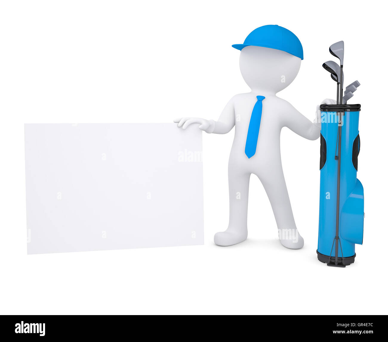 3d white man holding a cardboard card Stock Photo - Alamy