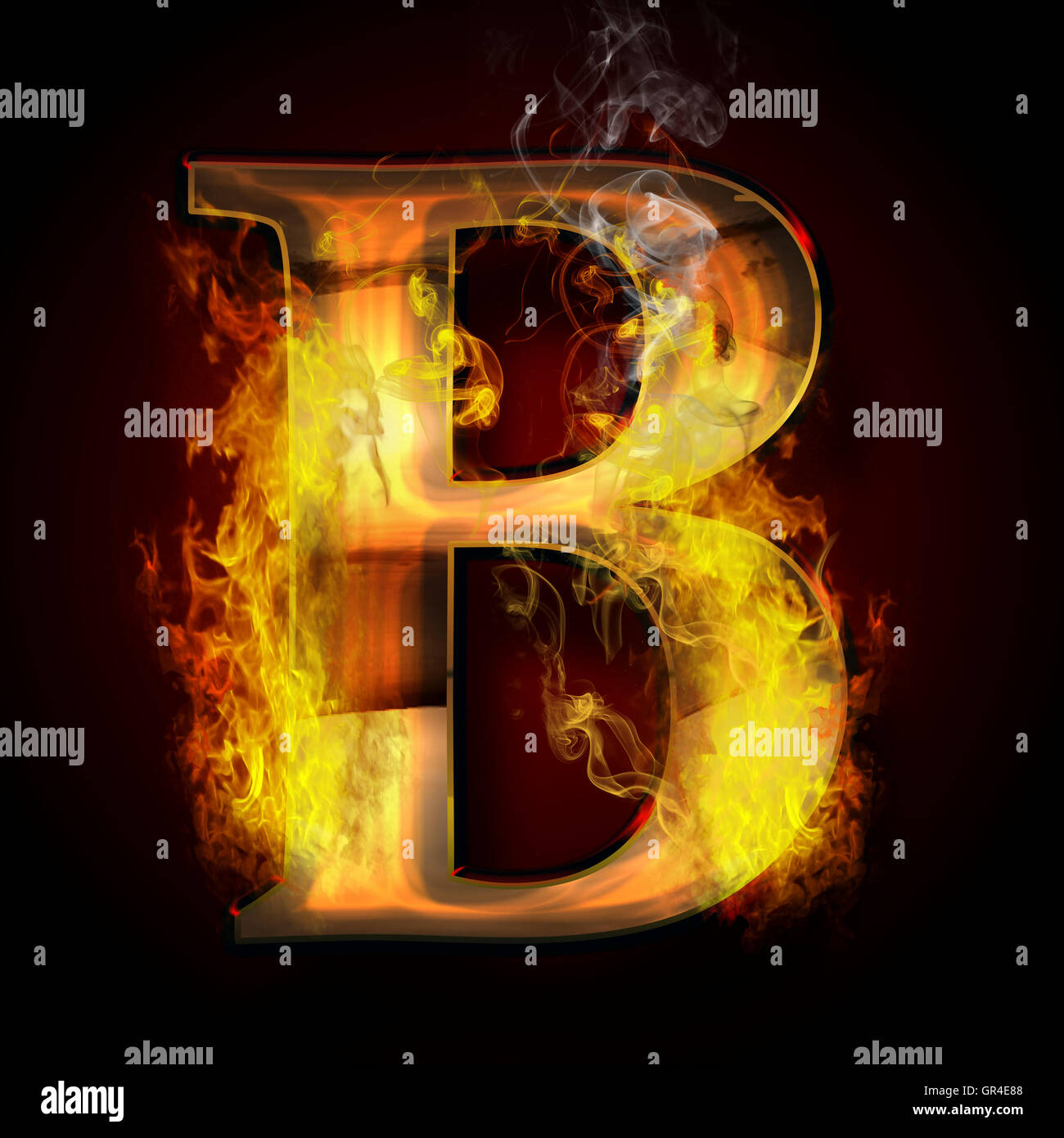 B, fire letter illustration Stock Photo - Alamy