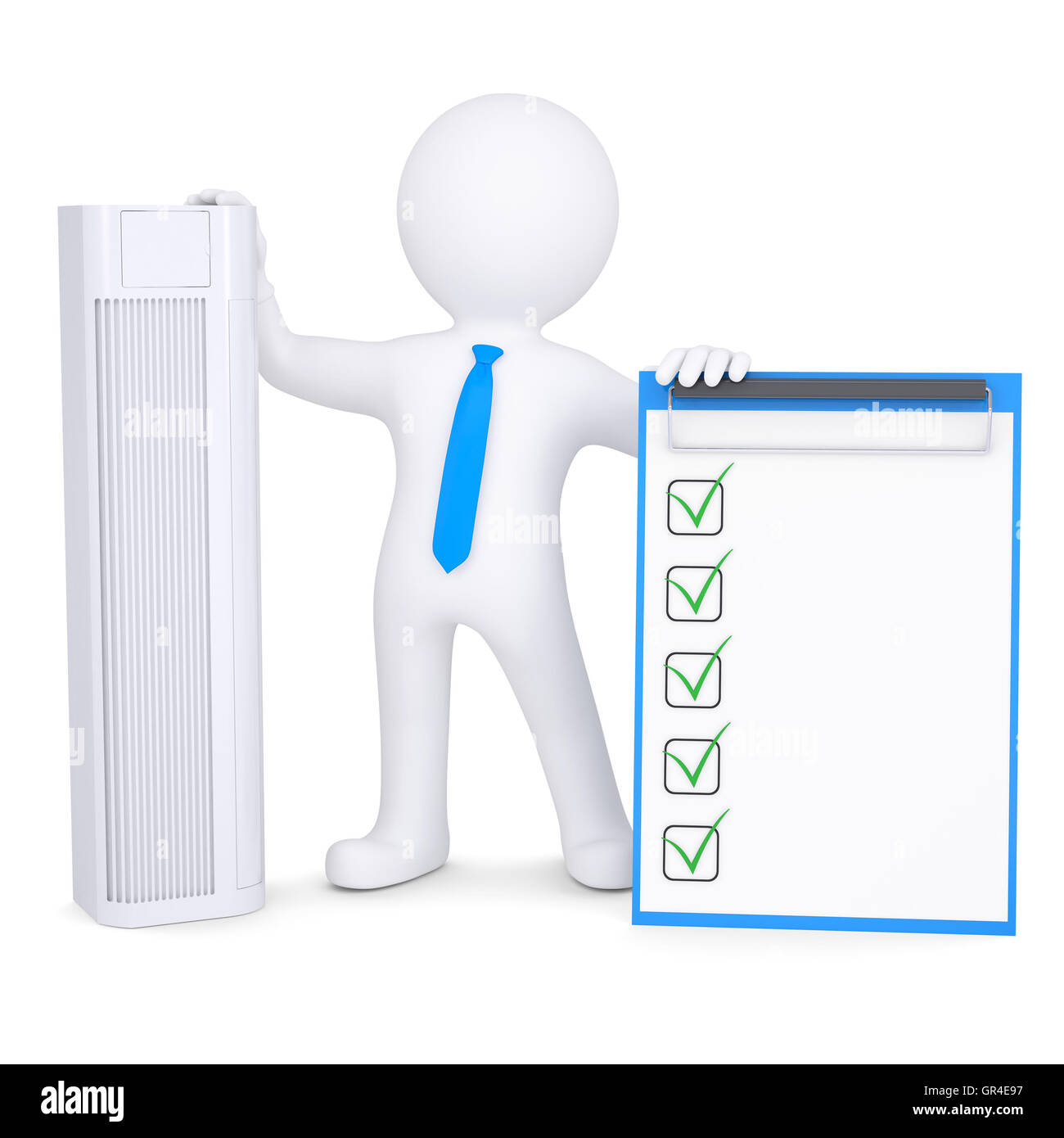 3d man holding conditioner and checklist Stock Photo - Alamy