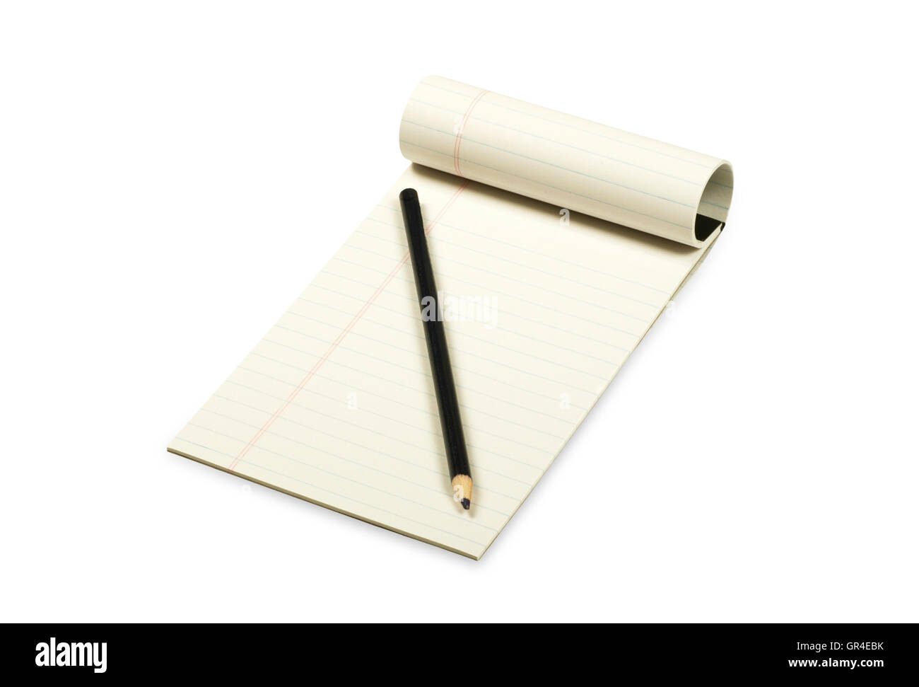 yellow paper for reading with pencil Stock Photo - Alamy