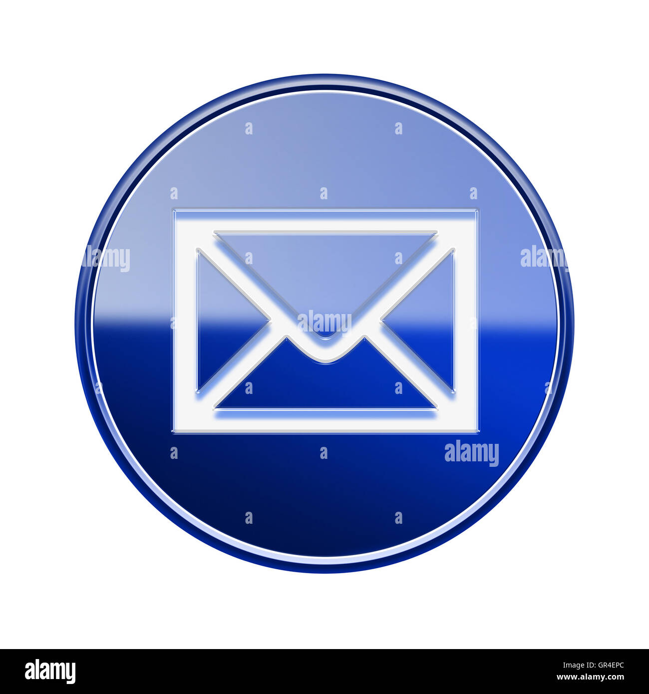 postal envelope icon glossy blue, isolated on white background Stock ...