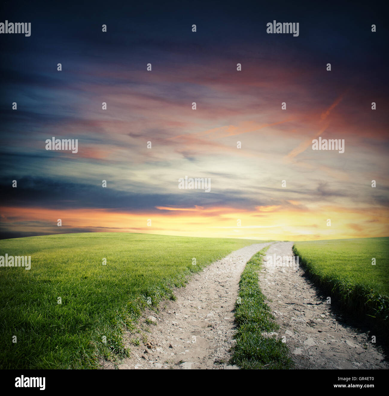 Green field way Stock Photo - Alamy