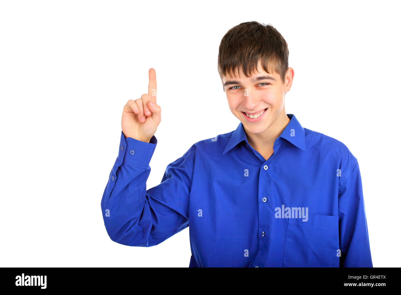 teenager with finger up Stock Photo - Alamy
