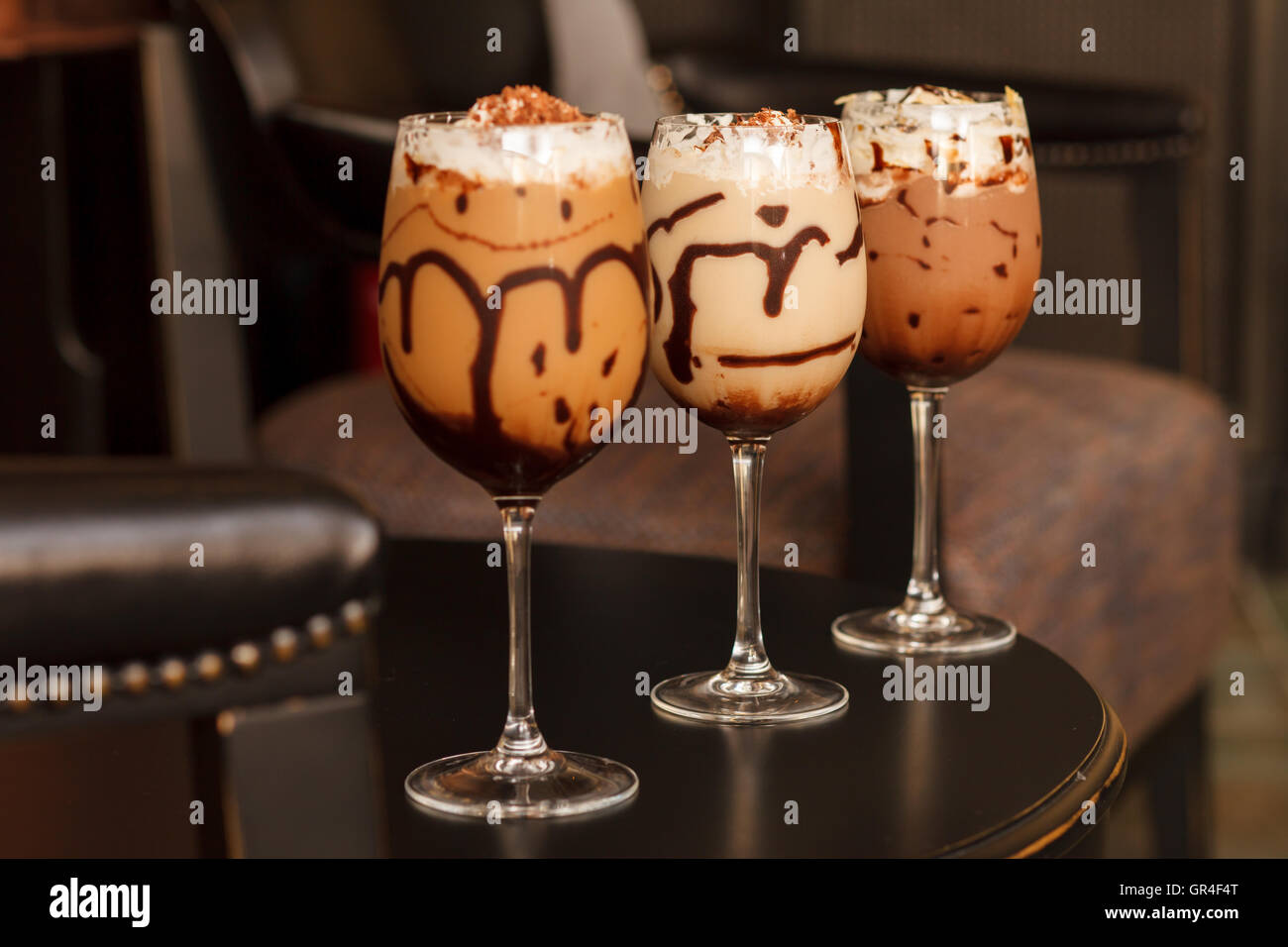 cold fresh ice coffee with chocolate close up Stock Photo - Alamy