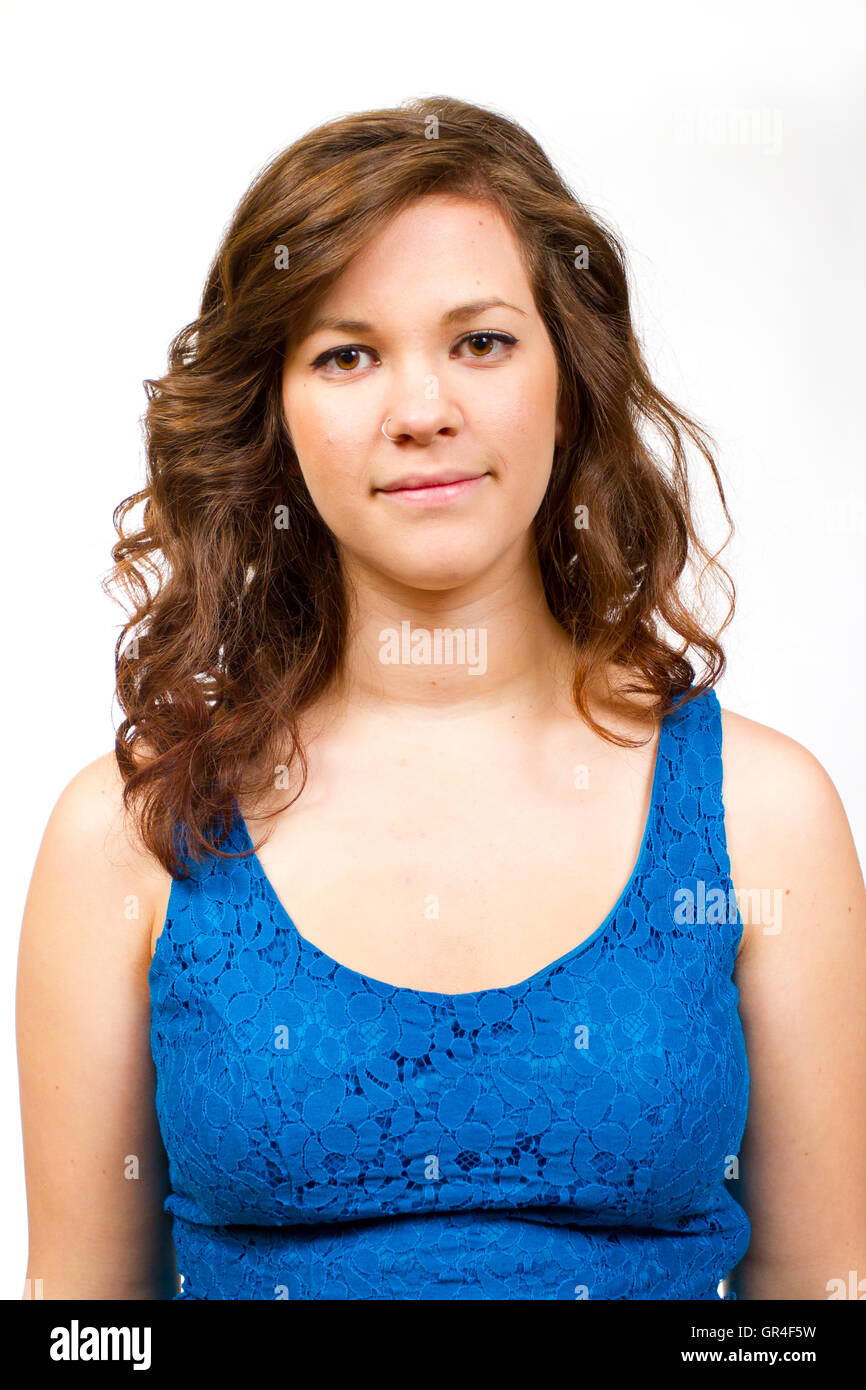 Beautiful Woman in Blue Stock Photo - Alamy