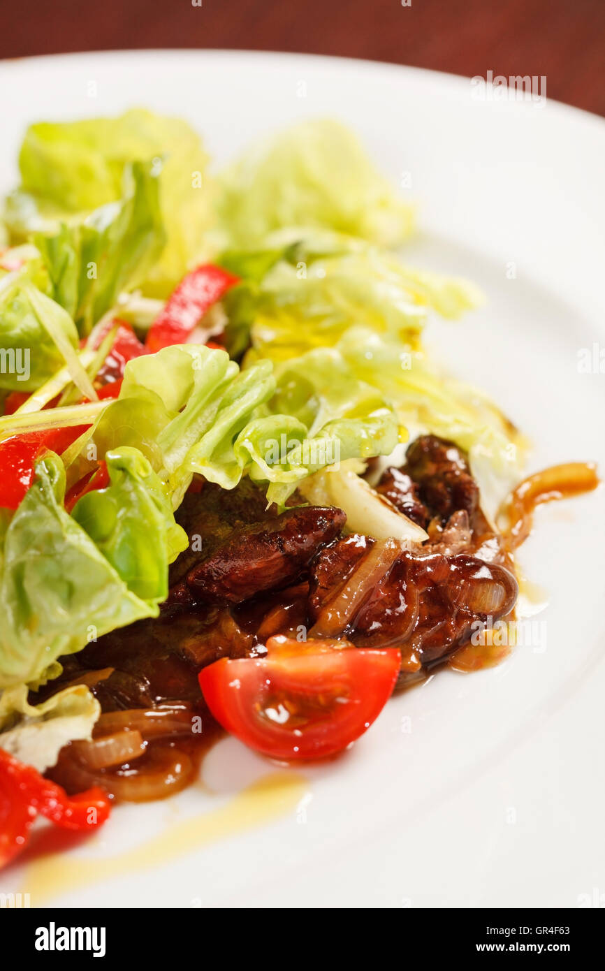 Salad with meat Stock Photo - Alamy