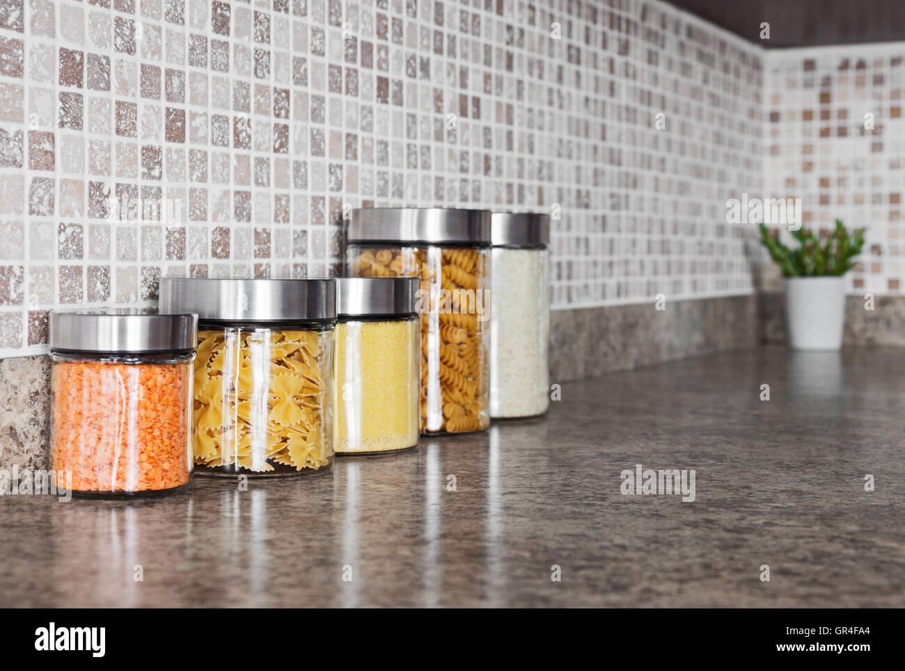Food ingredients in glass jars Stock Photo - Alamy