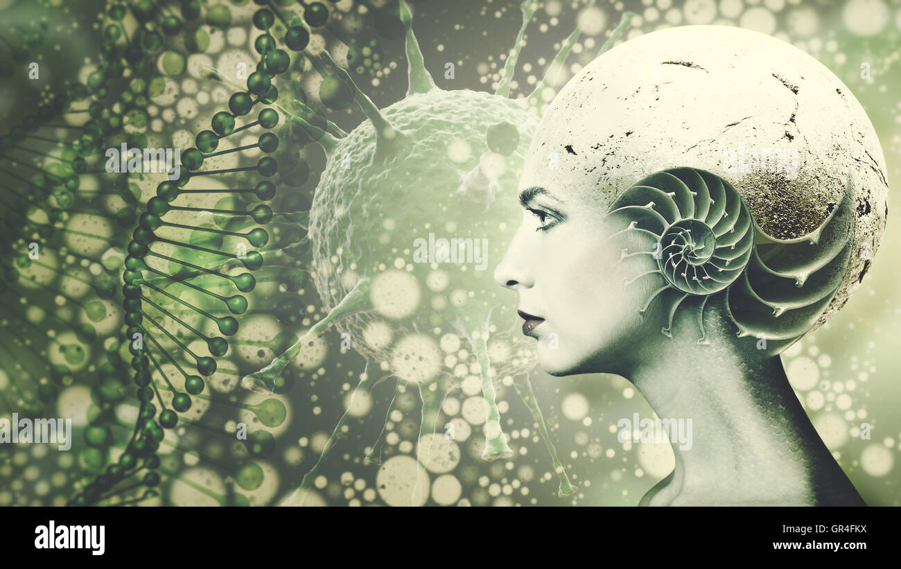 Biologically modified organism, science and education background with ...