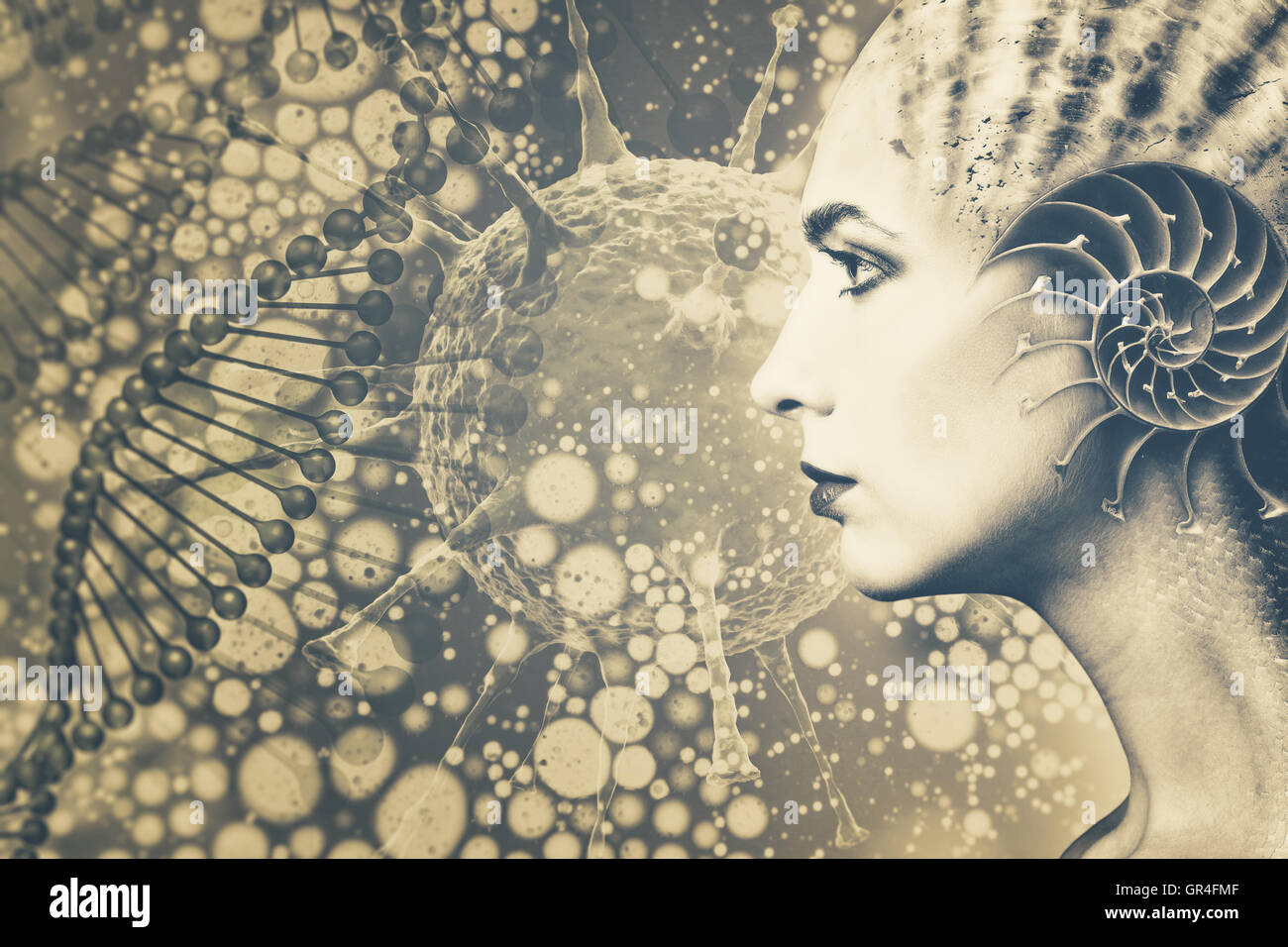 Biologically modified organism, science and education background with ...