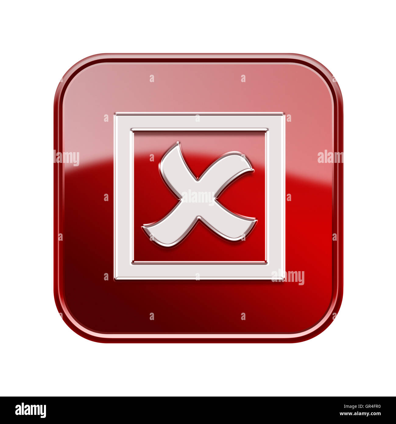 close icon glossy red, isolated on white background Stock Photo - Alamy