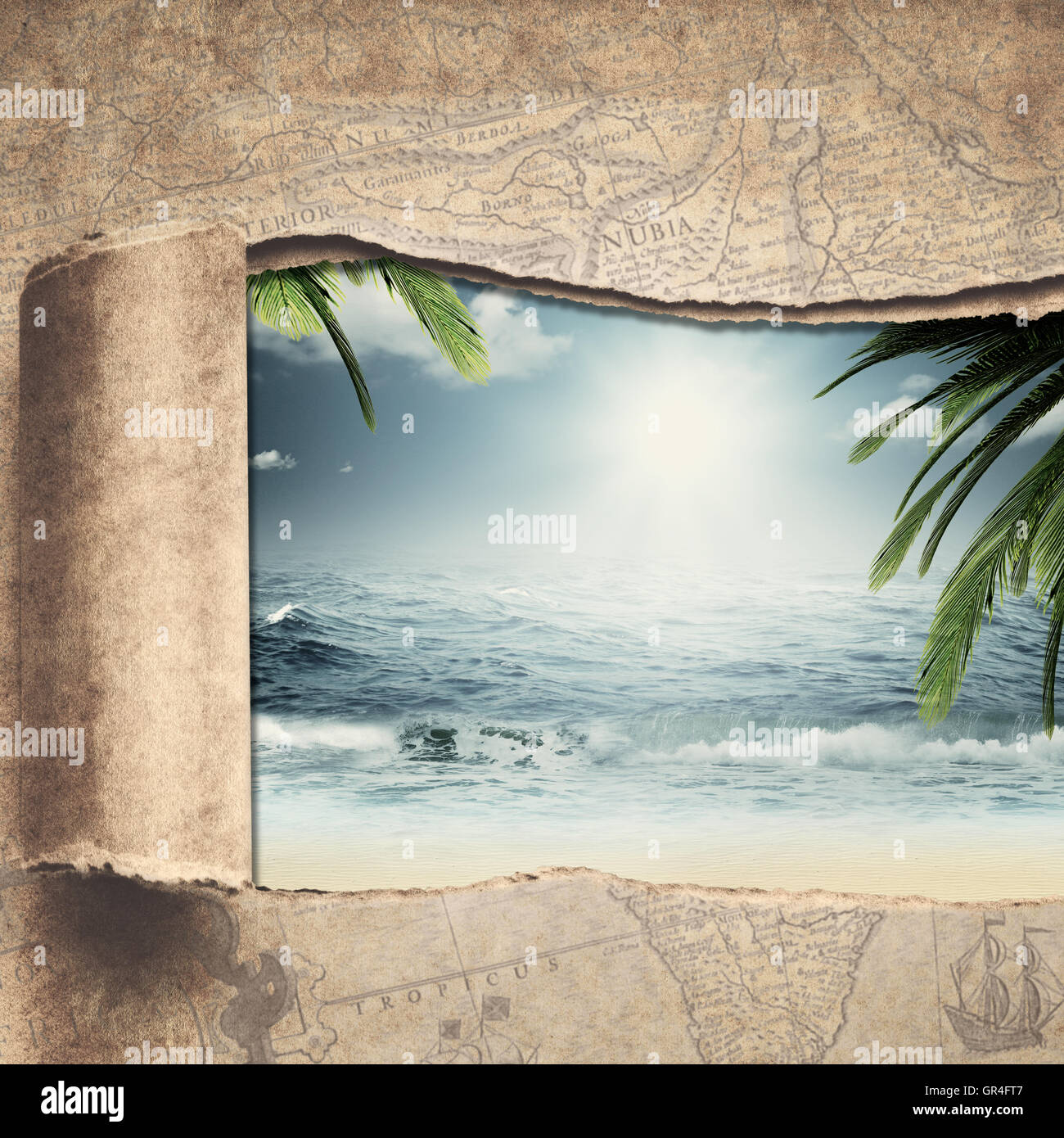 Travel and adventure backgrounds with vintage map and beautiful ...
