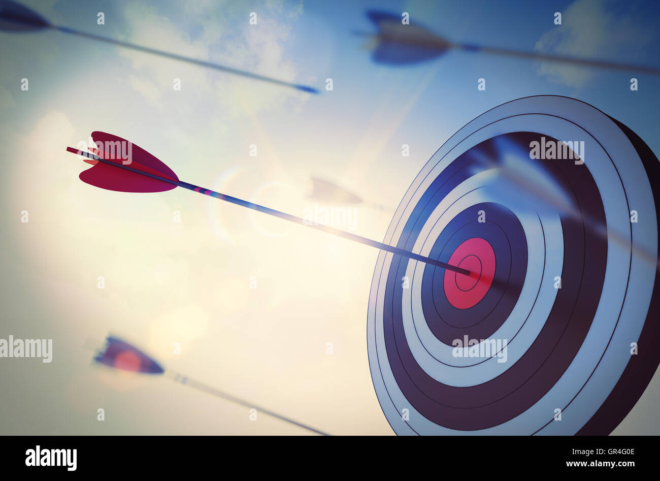 3D Rendering reach a goal among many Stock Photo - Alamy