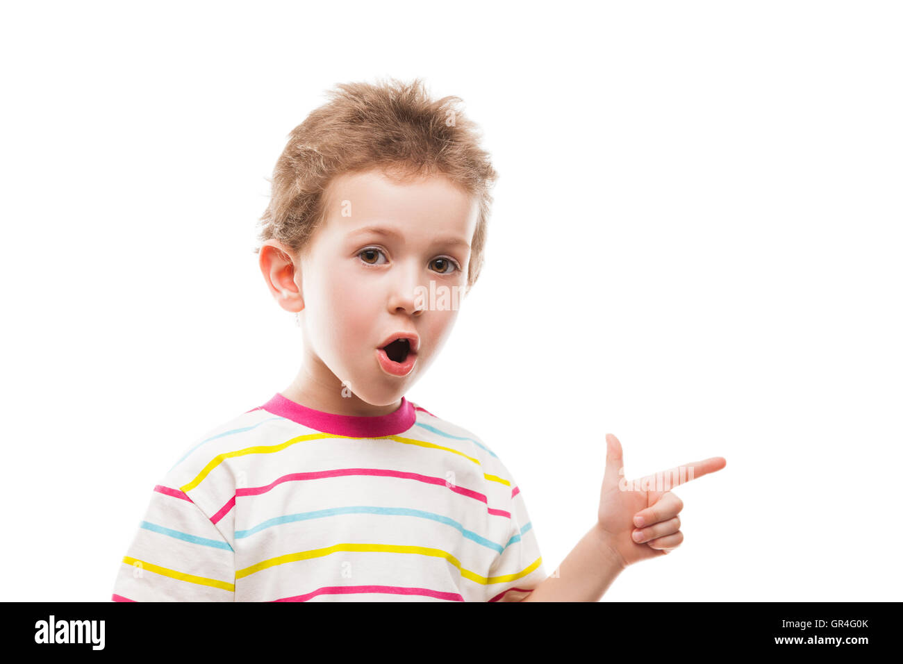 Child boy gesturing or finger pointing Stock Photo - Alamy