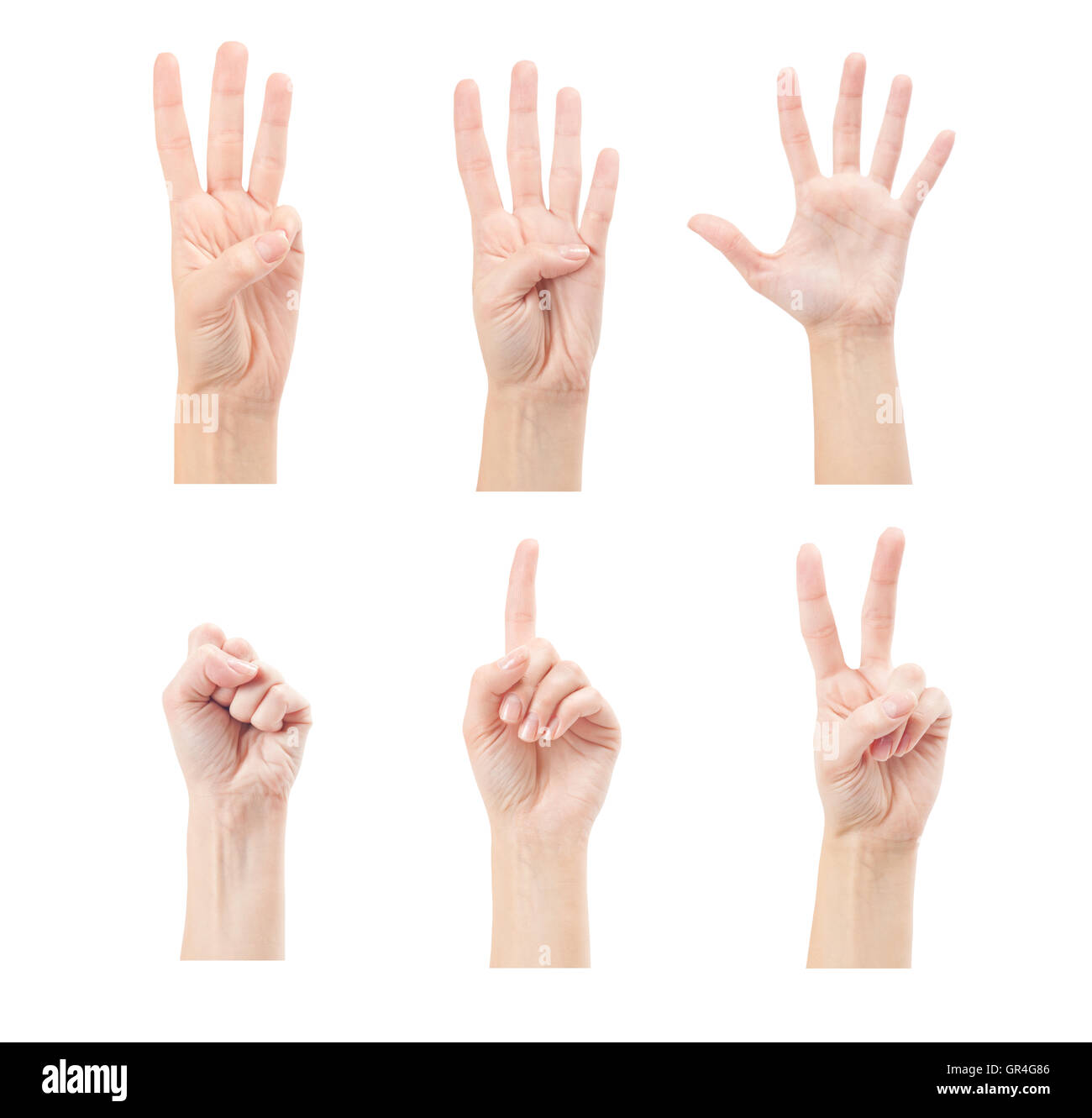Counting woman hands (0 to 5) isolated on white background Stock Photo ...