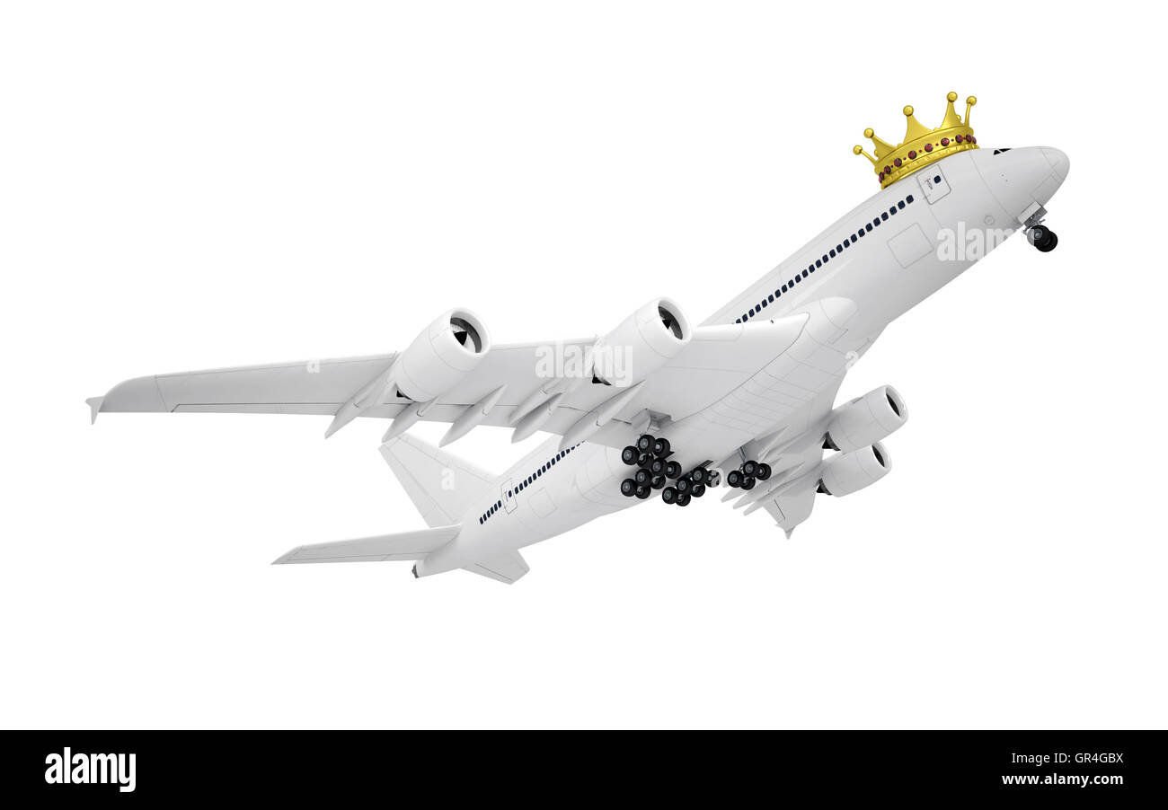 White airplane with the crown Stock Photo - Alamy