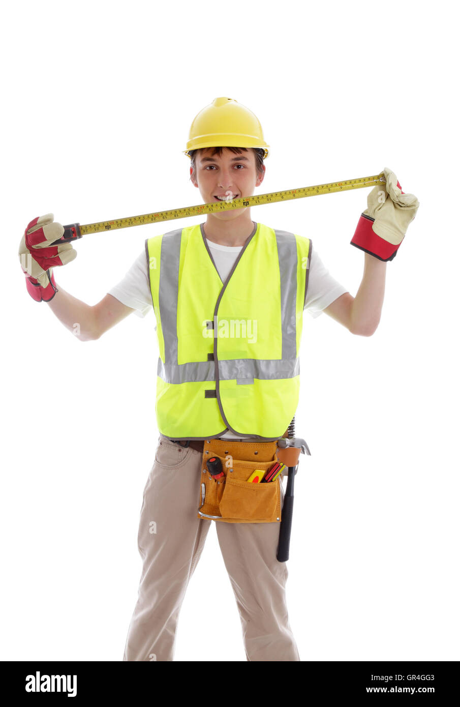 Builder worker working Cut Out Stock Images & Pictures - Alamy