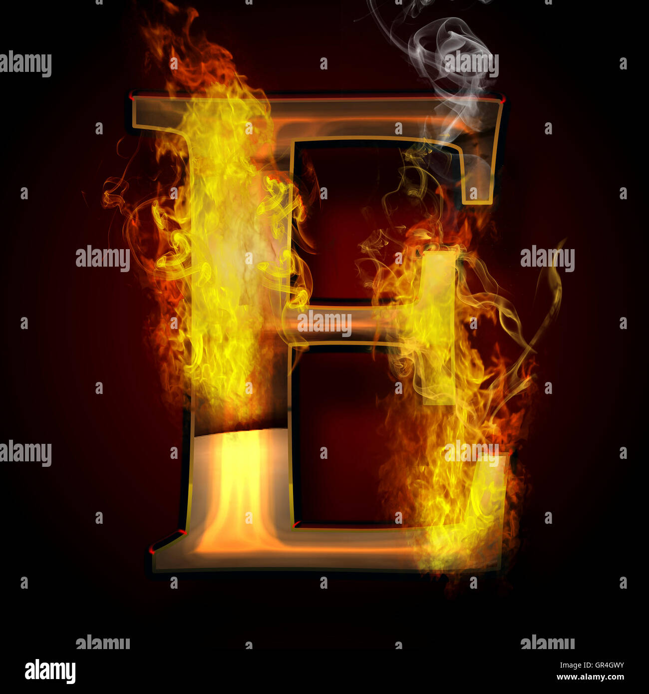E, fire letter illustration Stock Photo - Alamy