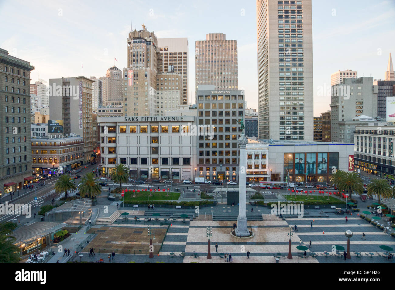 Union Square in San Francisco is a busy hub for shoppers and tourists ...