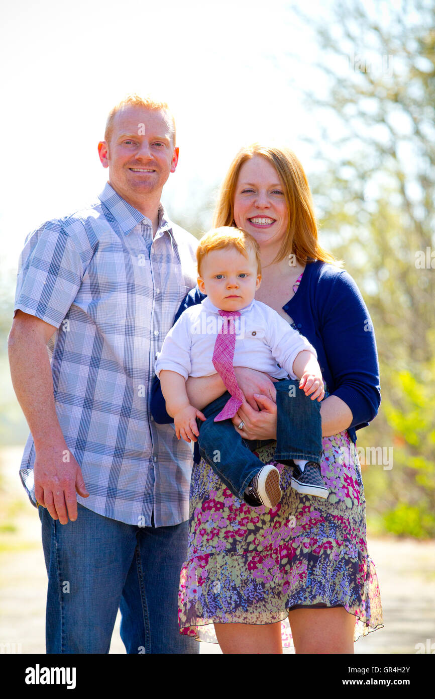 Three Person Family Outdoors Stock Photo - Alamy