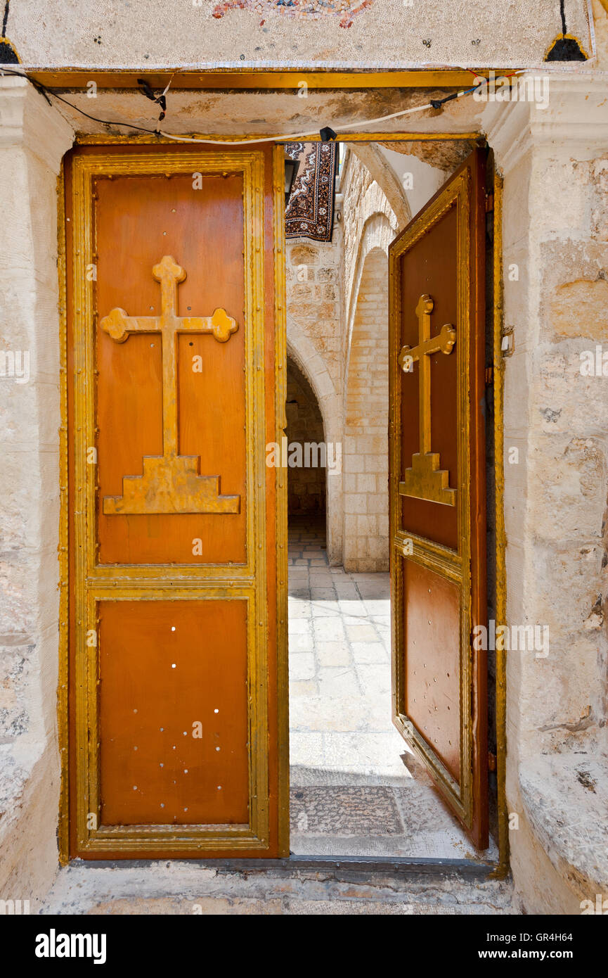 Cross on the Door Stock Photo - Alamy