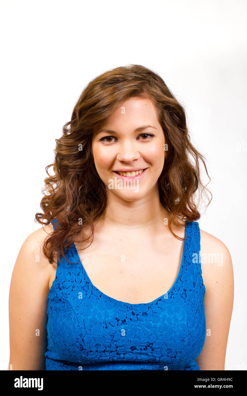 Beautiful Woman in Blue Stock Photo - Alamy