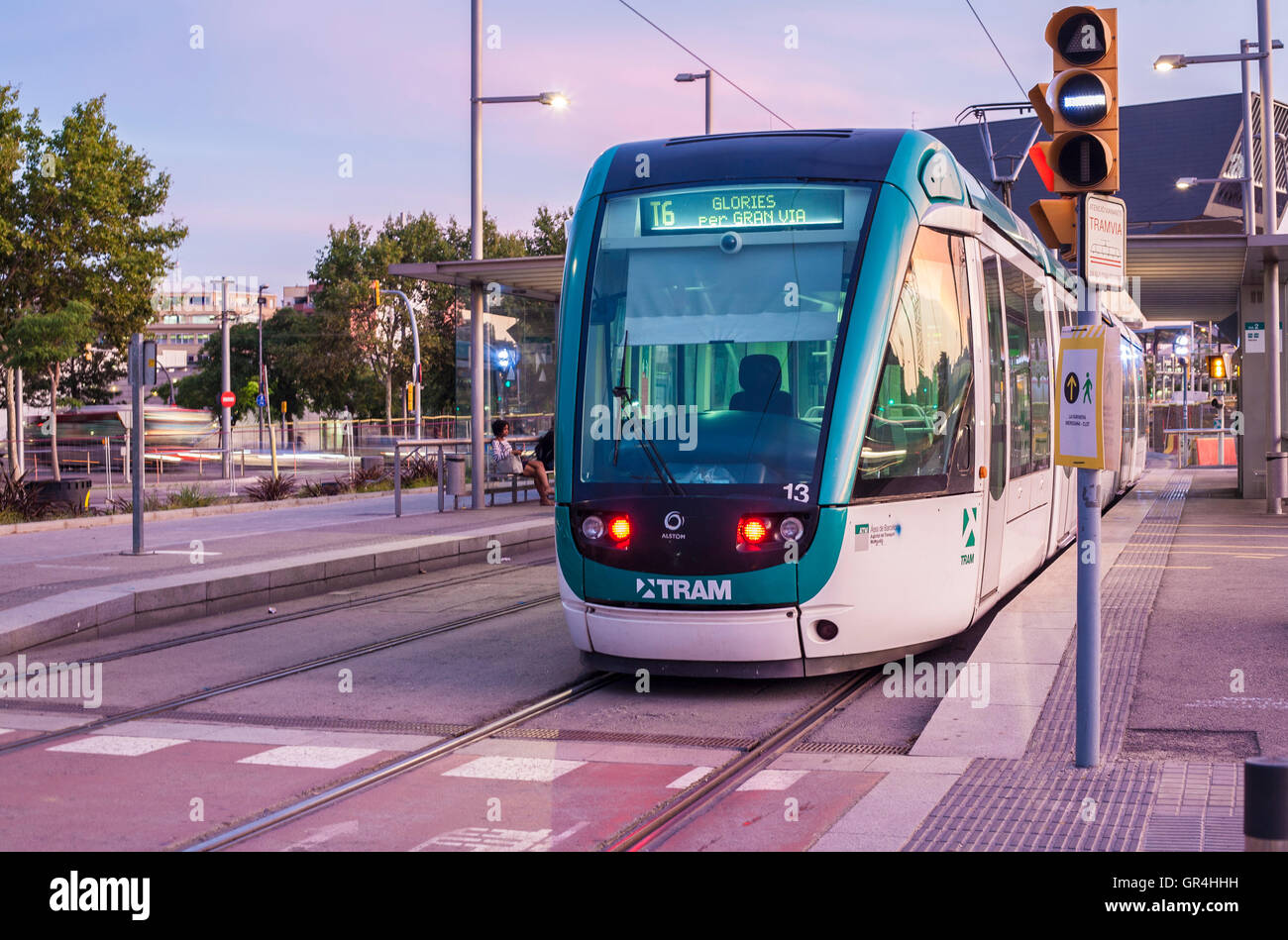Tram barcelona spain transport transportation tracks hi-res stock ...