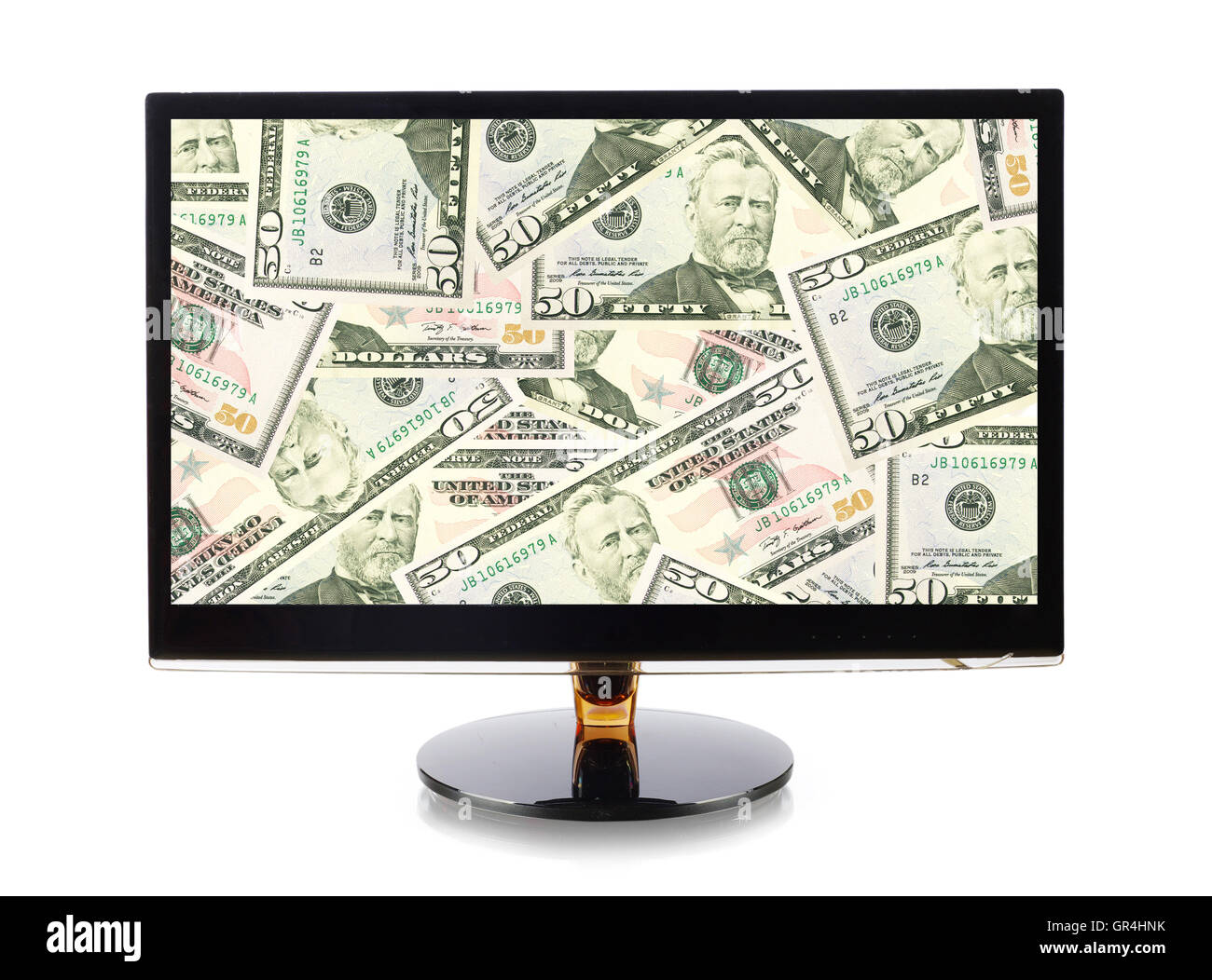 Dollars in monitor Stock Photo - Alamy
