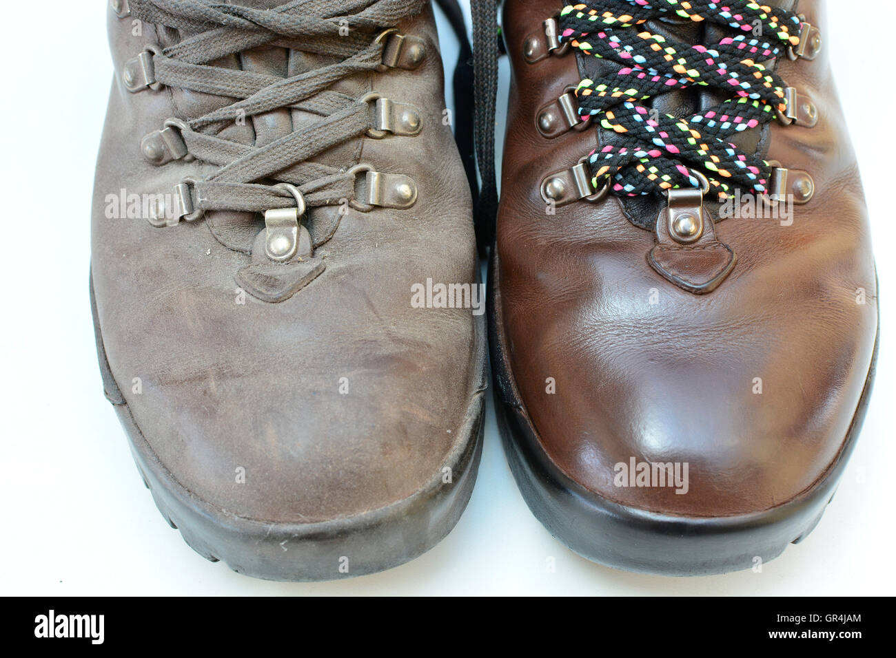 Makeover theme and concept. Old dirty boot vs polished and made over ...