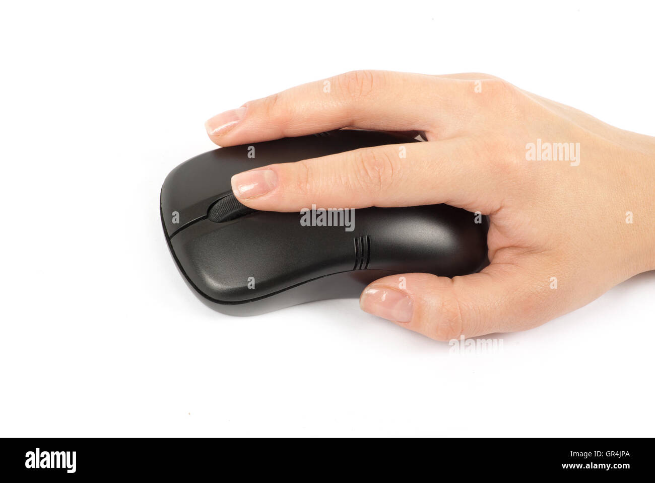 computer mouse with hand over white Stock Photo - Alamy