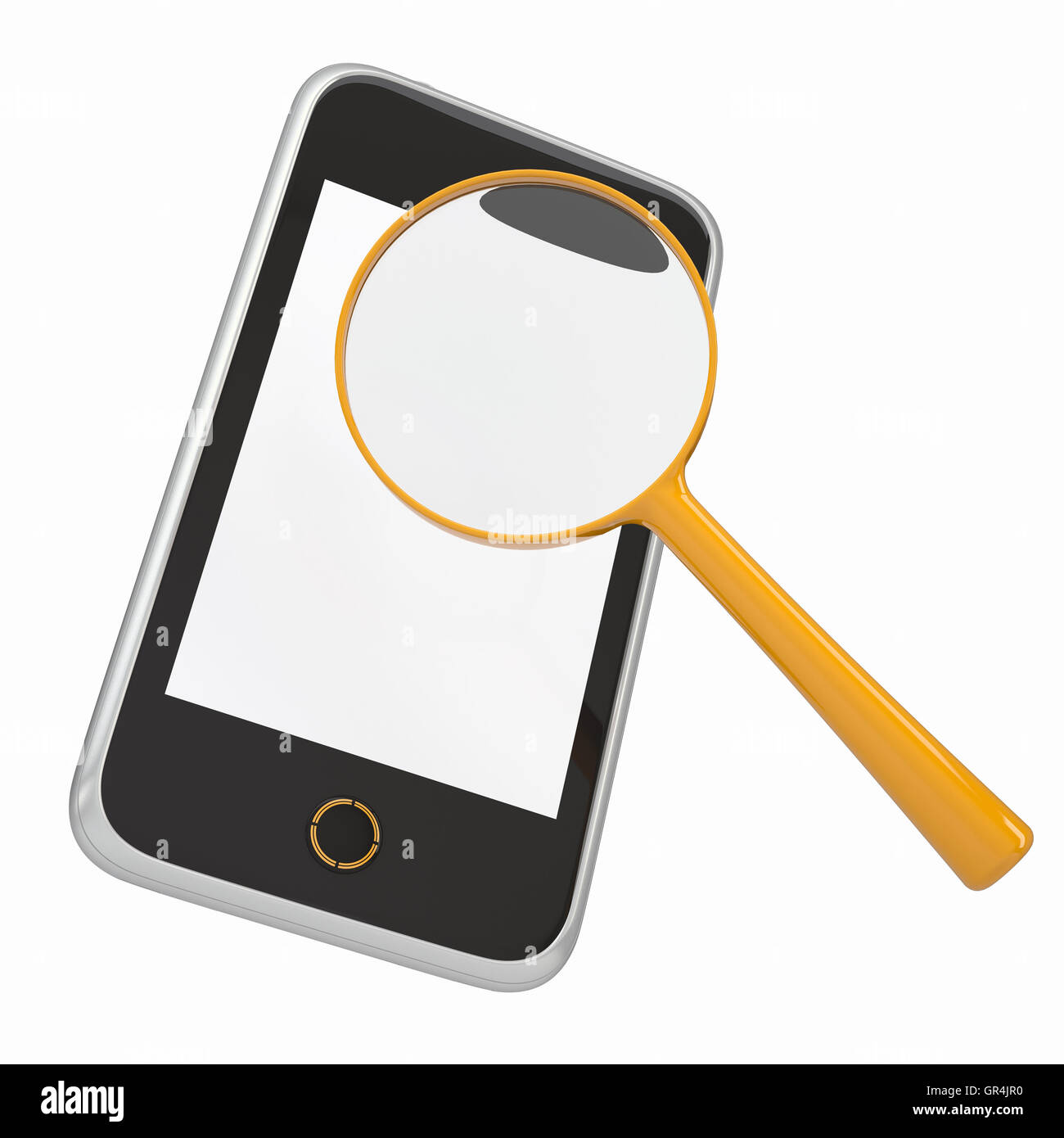 Smartphone and a magnifying glass Stock Photo - Alamy