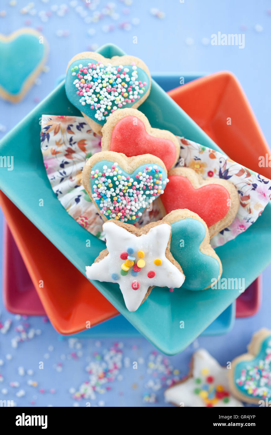 Heart-shaped and star-shaped cookies Stock Photo - Alamy