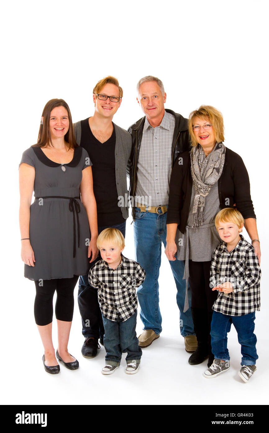 Family of Six Isolated Stock Photo - Alamy