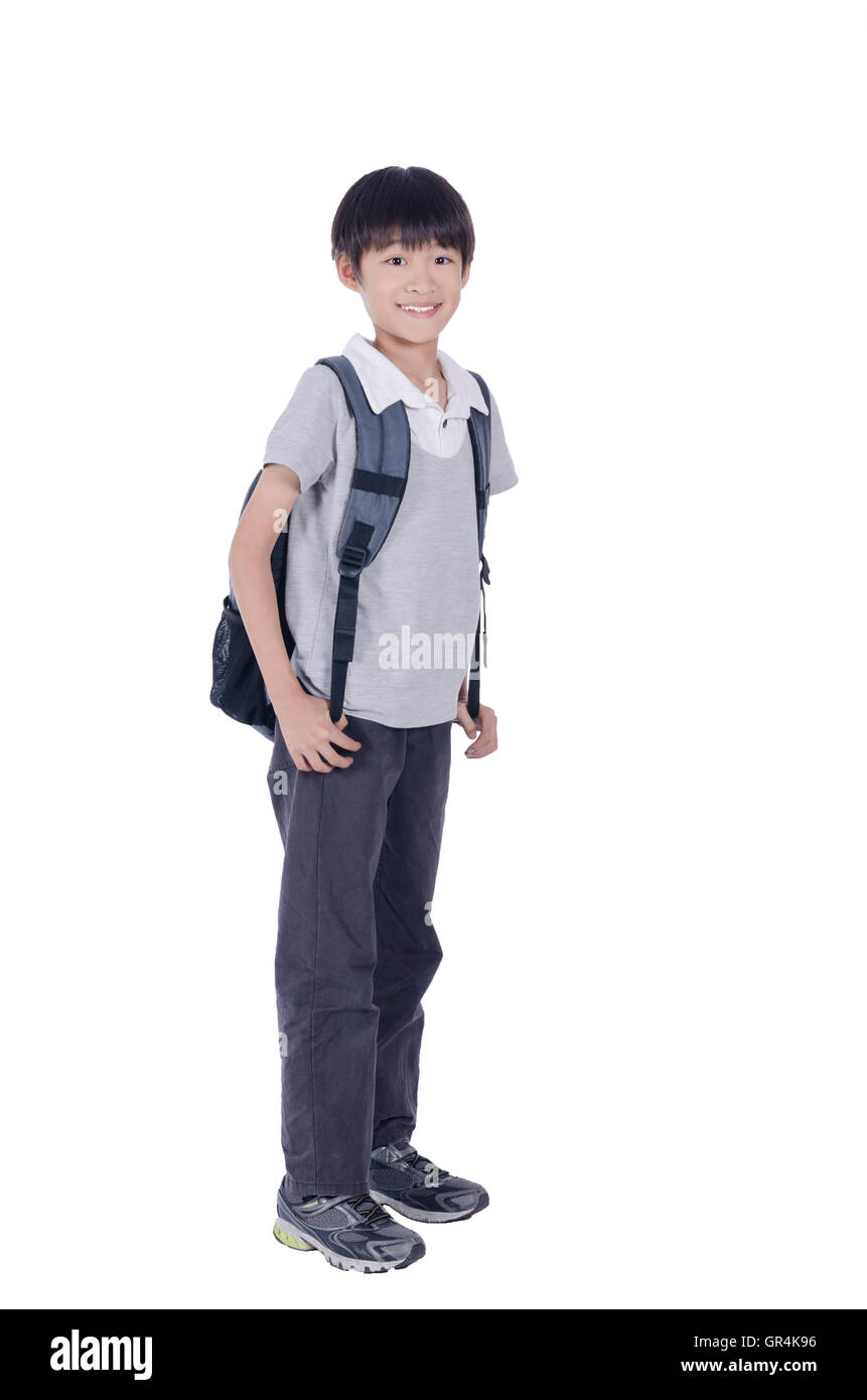 Happy smart boy ready for school Stock Photo - Alamy