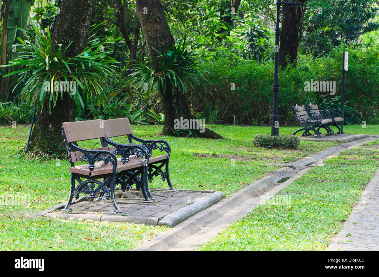 Benches in the park Stock Photo - Alamy
