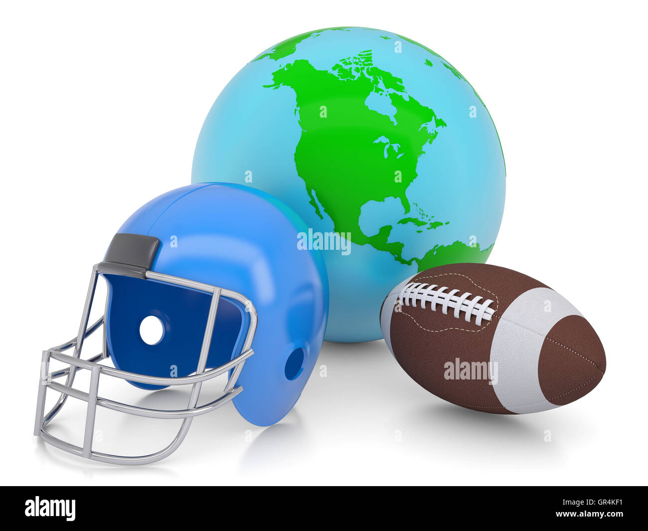 Earth, football helmet and ball Stock Photo - Alamy
