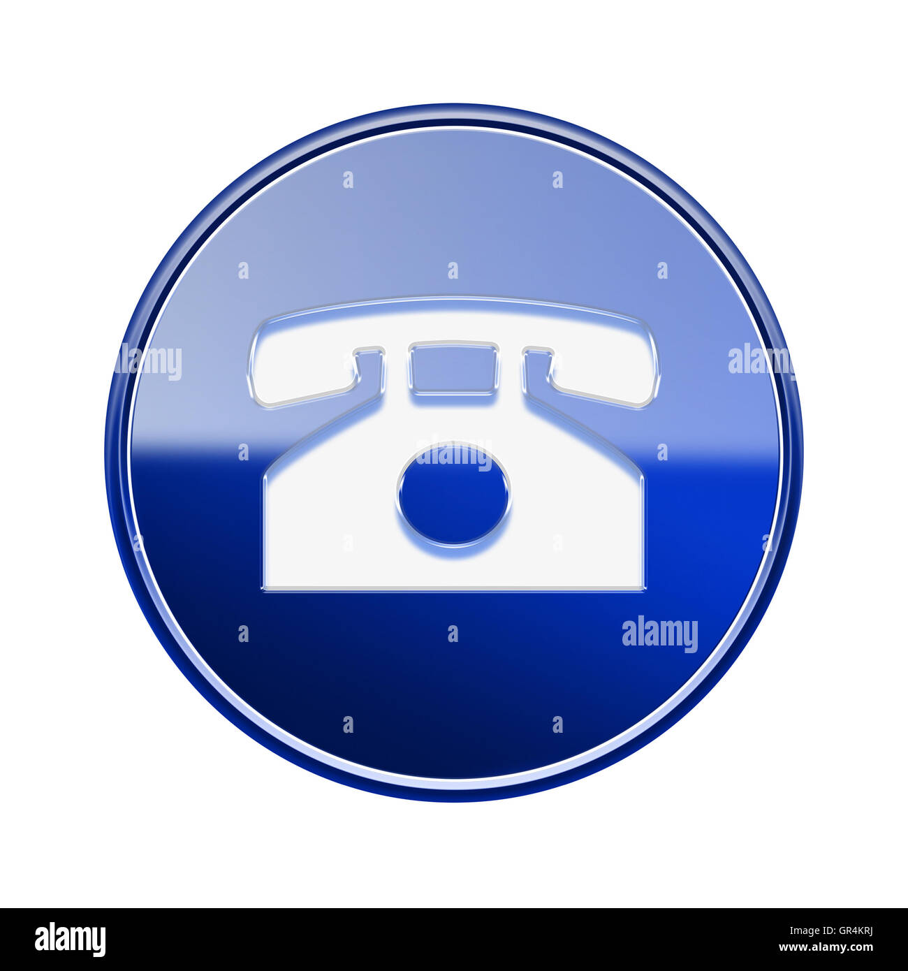 Phone icon glossy blue, isolated on white background Stock Photo - Alamy