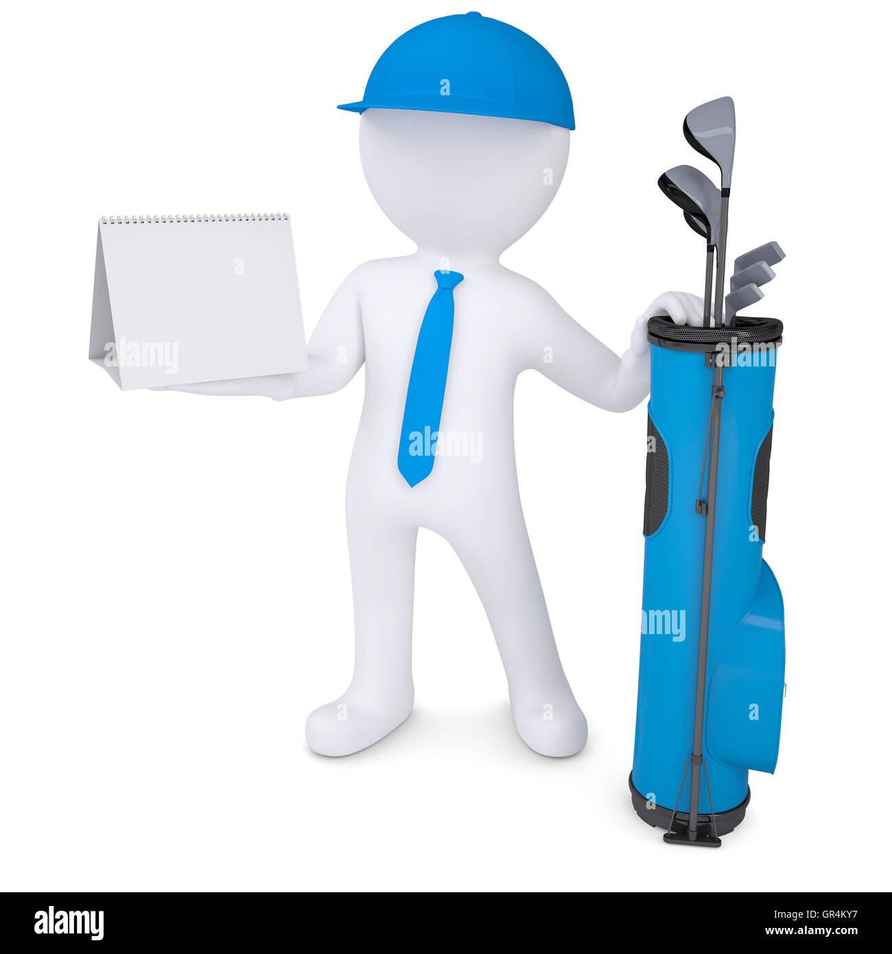 3d white man holding a calendar Stock Photo - Alamy