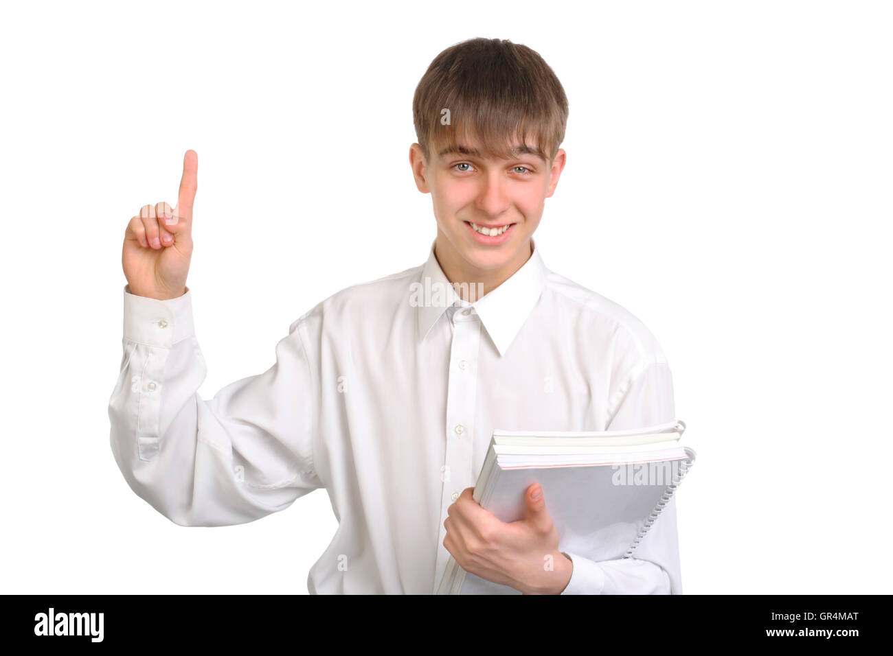 teenager with finger up Stock Photo - Alamy