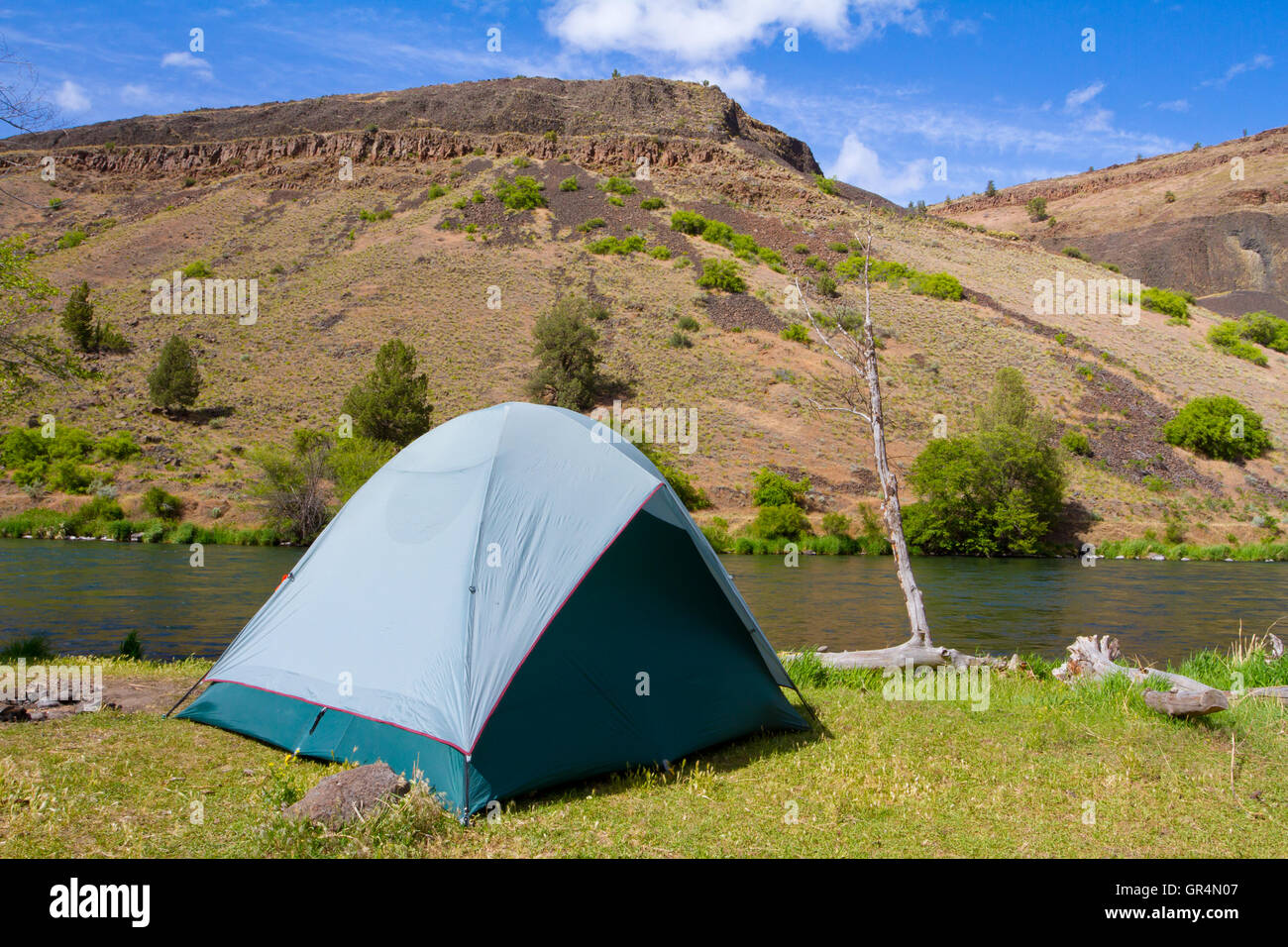 Rustic River Camp Stock Photo - Alamy