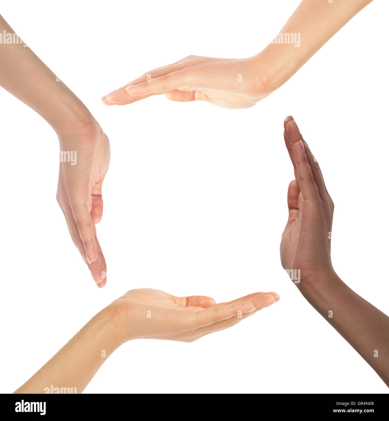 Conceptual symbol of multiracial human hands making a circle Stock ...