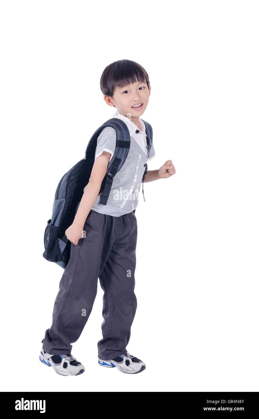 Happy smart boy ready for school Stock Photo - Alamy